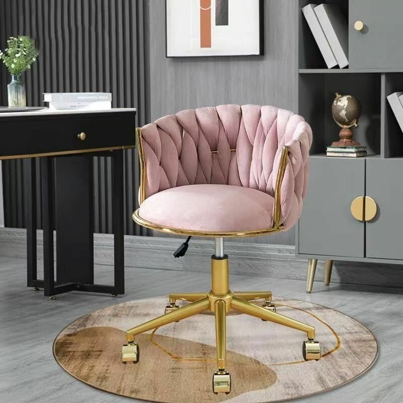 Кресло подъемное для красоты, искусственная кожа, светло-розовое, на колесах, металл, поролон