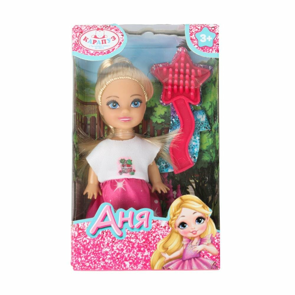 Кукла Анечка, 12 см. аксесс. в комплекте (расческа) Карапуз ANNA-C9-BB (120)