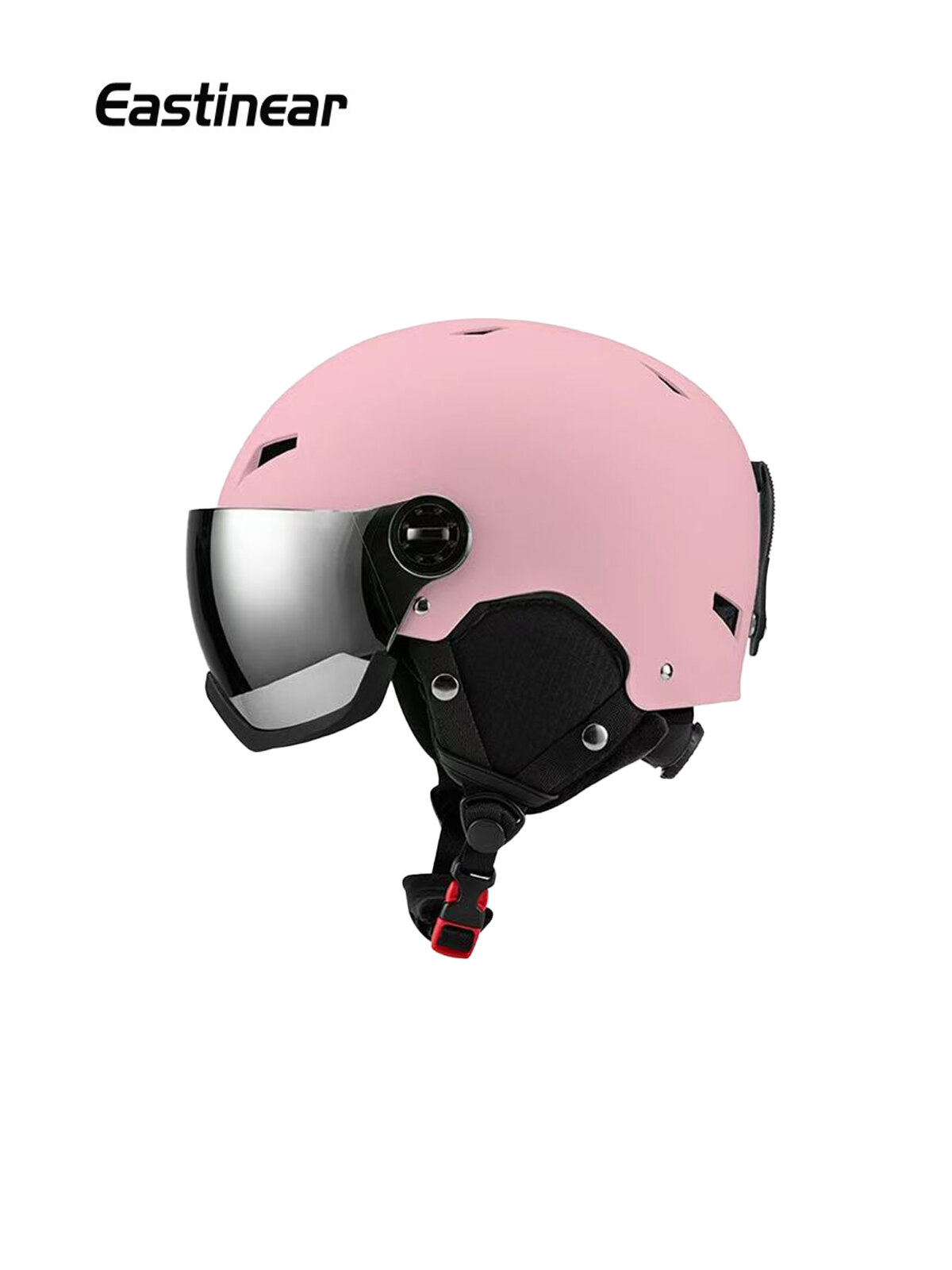 Горнолыжный защитный шлем с визором (комплект). Розовый; Размер: XL (59-63 см).
