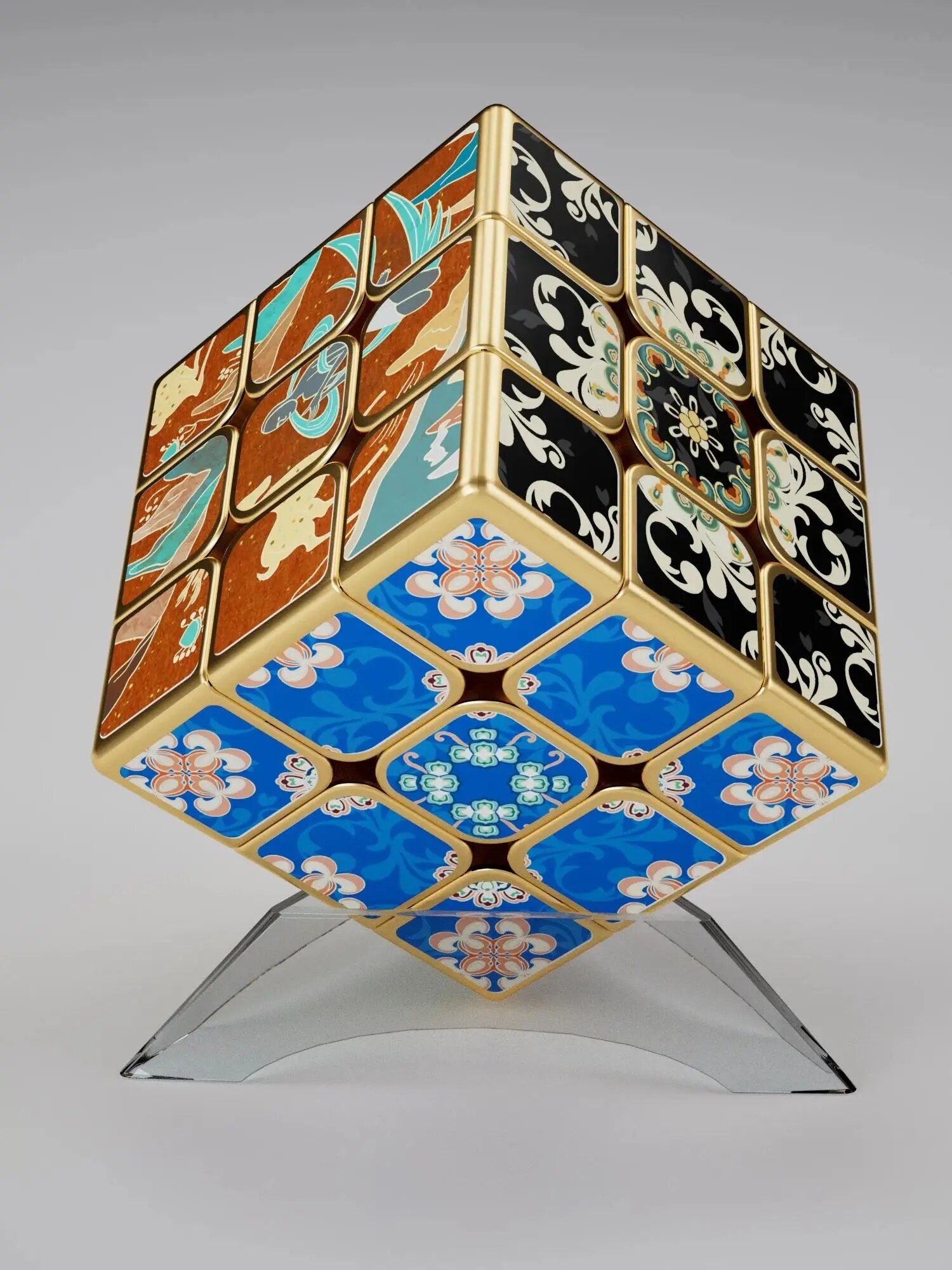 Золотой кубик Рубика 3x3 Magnetic, Mogao Grottoes