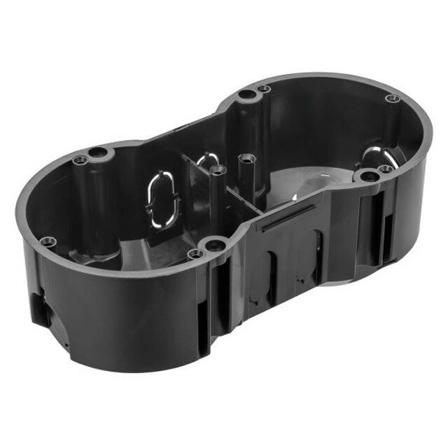 Установочная коробка TDM 2-х местная 141х70х45 мм IP20 черный надёжный корпус