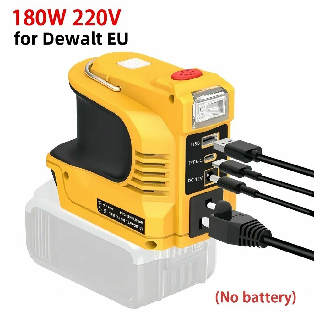 180W 220V DC20V - AC Инвертор зарядки питания совместим с литий - ионной батареей DeWalt 20V
