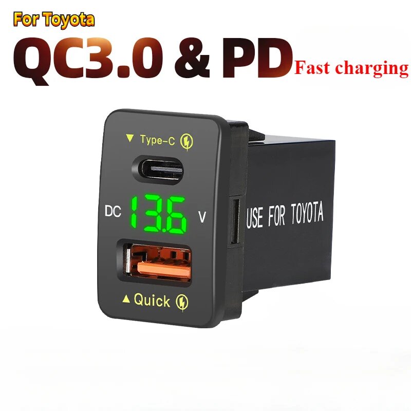 Автомобильное зарядное устройство FPUV-G, 30W+18W, Type-C, Quick Charge, Green