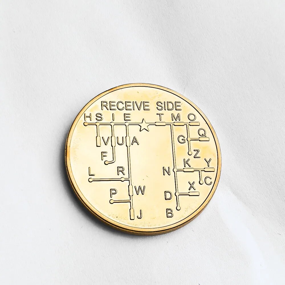 Памятная монета с кодом Морзе, золотистая