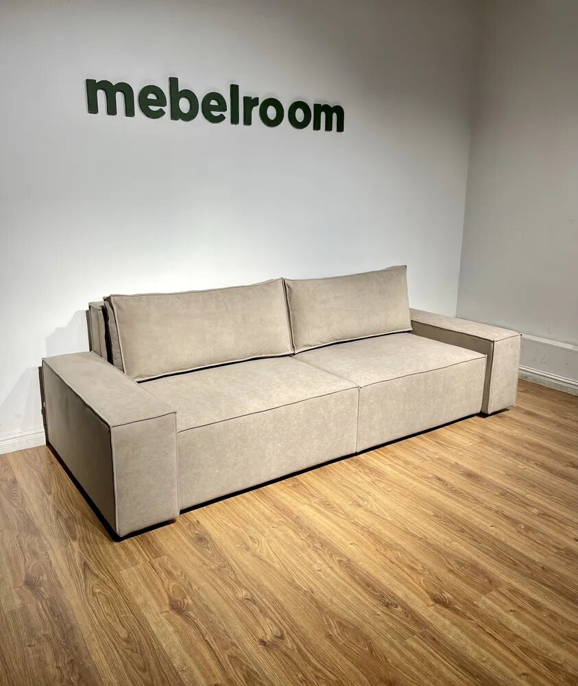 Диван кровать, светло-серый, прямой, еврокнижка, 250х105х80 см, mebelroom