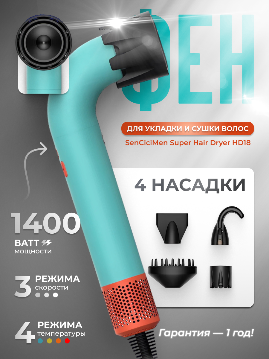 Фен для волос SenCiciMen Super Hair Dryer HD18 Macarone