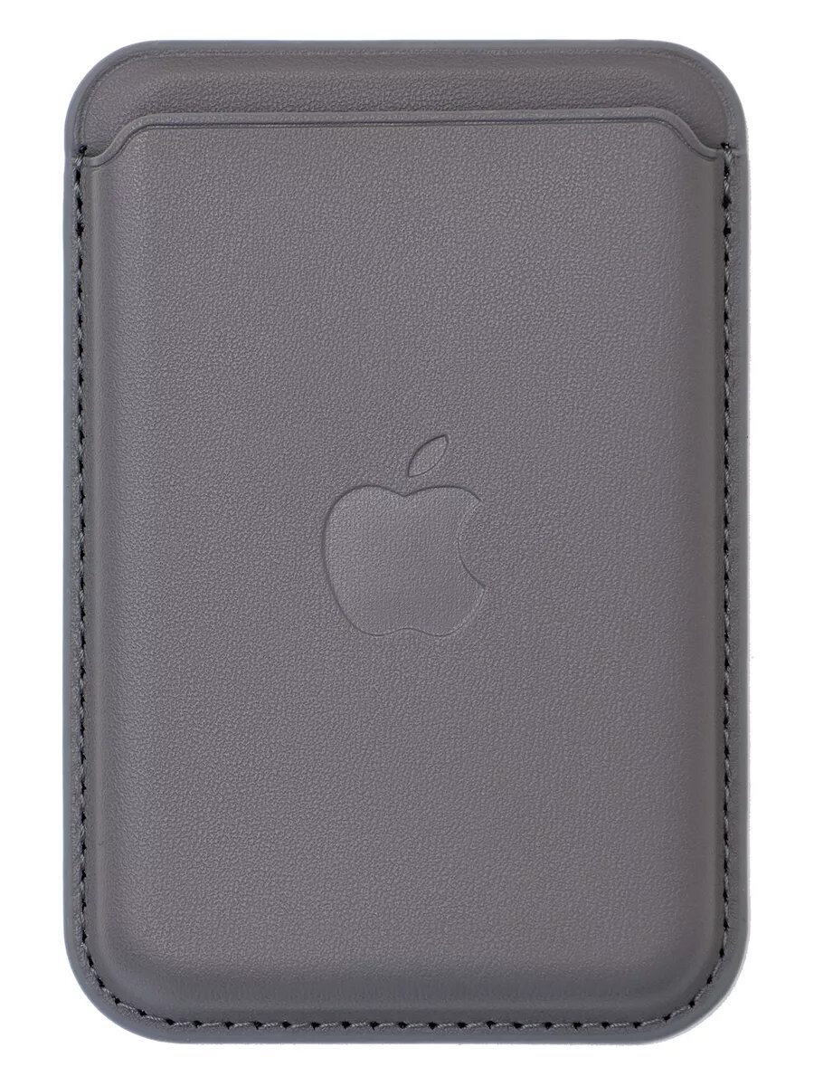 Кожаный чехол-бумажник для карт и визиток картхолдер серый кошелёк MagSafe Leather Wallet для Apple iPhone умная визитка