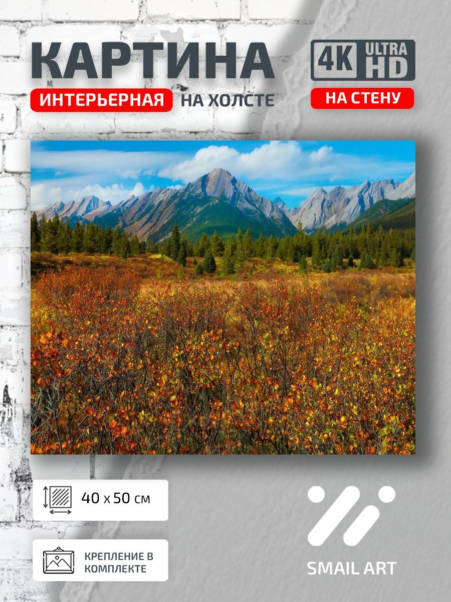Картина на холсте интерьерная 40 на 50 на стену Кусты Landscape для офиса пейзаж интерьер