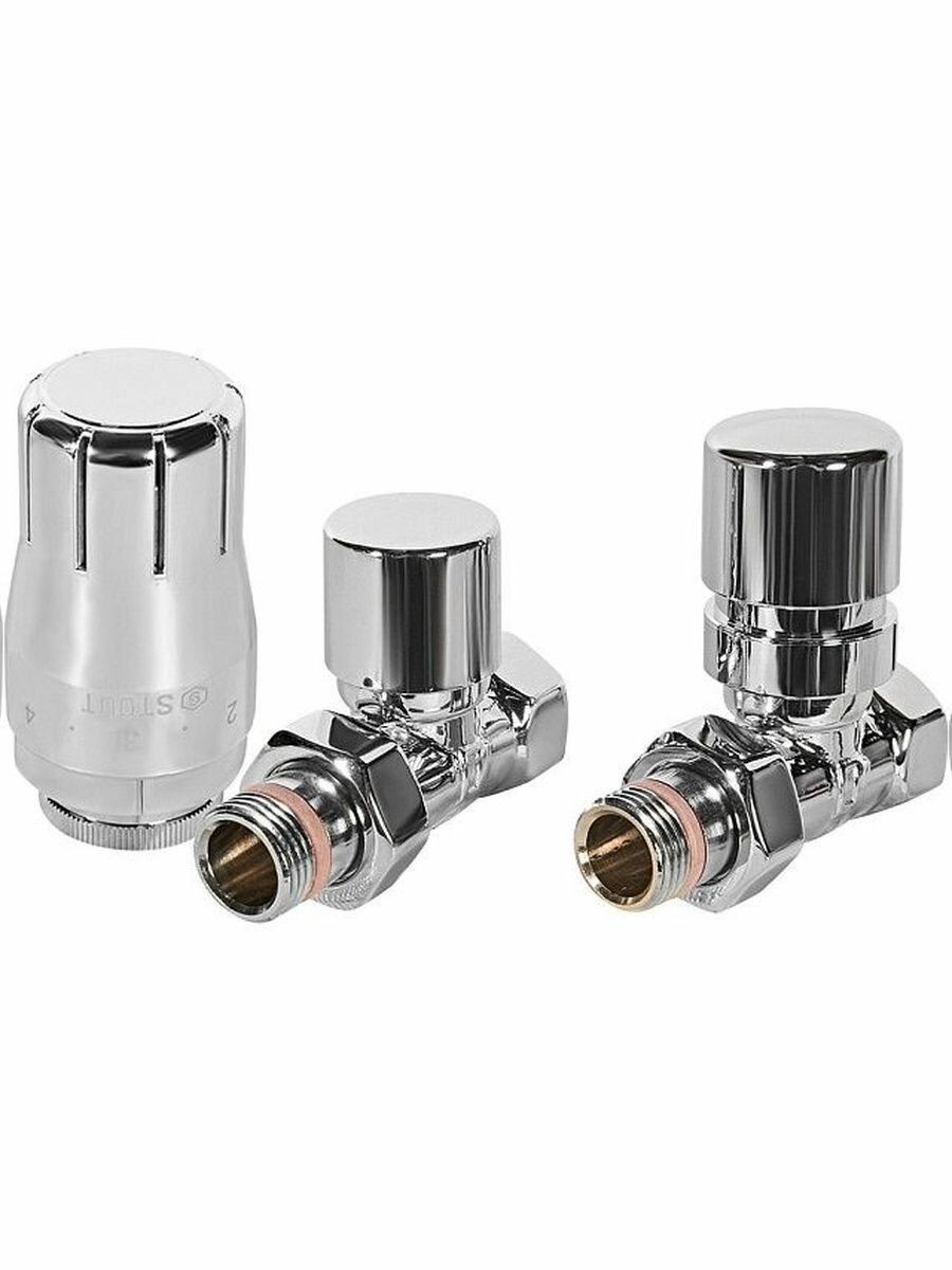 Комплект термостатических клапанов STOUT Design прямой 1/2" SVTDK-0001-000015C хром
