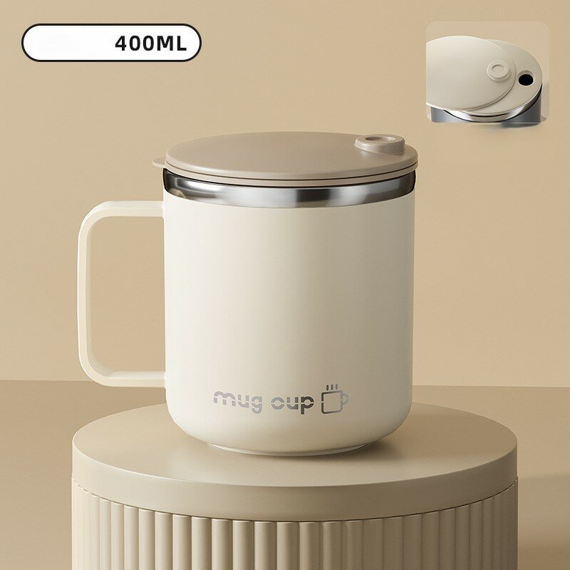 Термокружка, 304 нерж. сталь, 12 ч. сохранение тепла, 400мл, крышка-чашка