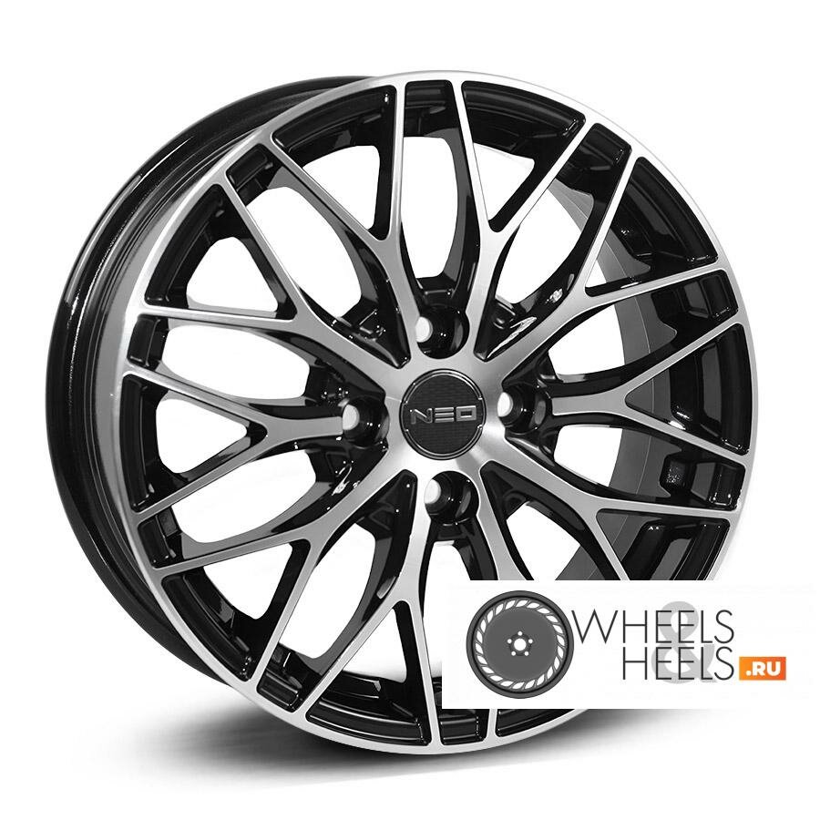 Диск автомобильный литой NEO 576 15x6 4x98 et35 dia58.6 Черный с полированной лицевой поверхностью
