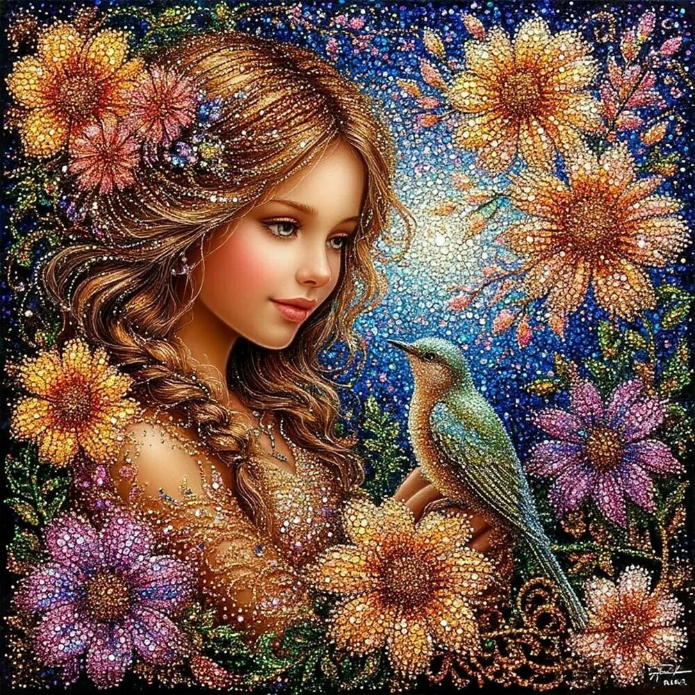 Алмазная вышивка с героиней, 40x40 см, современный дизайн