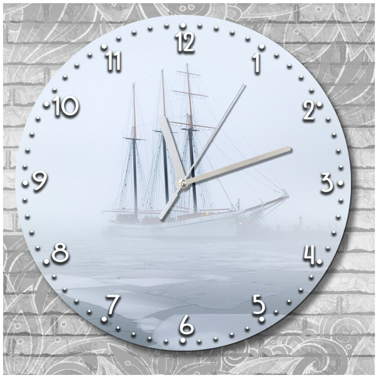Настенные часы УФ пейзаж (корабль, ship, море, океан, вода, плавание, путешествия, красивый пейзаж) - 2152