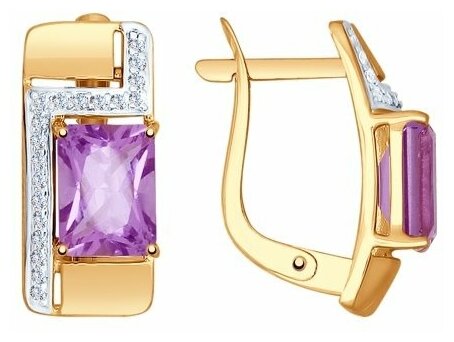 Купить Серьги из золота с аметистами и фианитами яхонт Ювелирный Арт ...