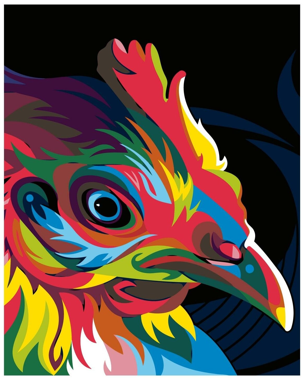 Радужный петух Раскраска картина по номерам на холсте