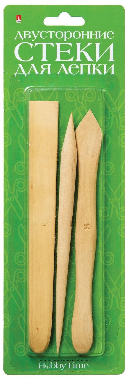 Стеки для лепки HobbyTime, набор №4, двусторонние деревянные, 3 шт, Арт. 2-454/03