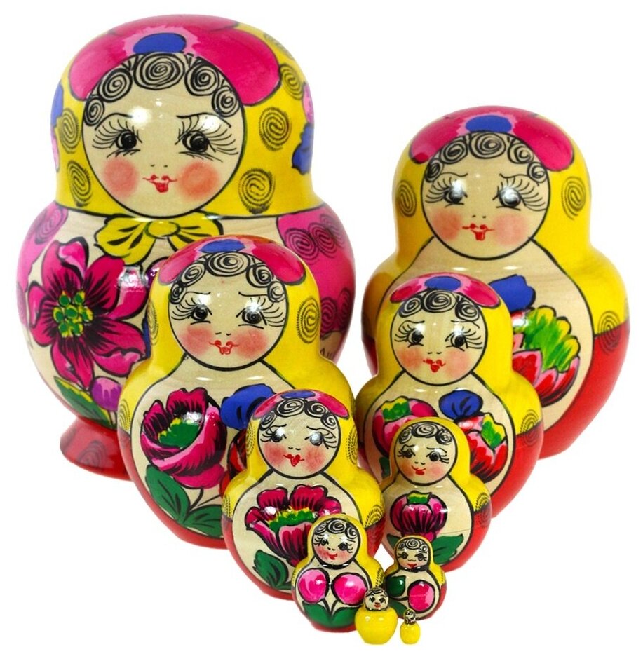 Матрешка деревянная авторская Полховско-Майдановская роспись Маки 10 мест 13,5 см сувенир Azhna
