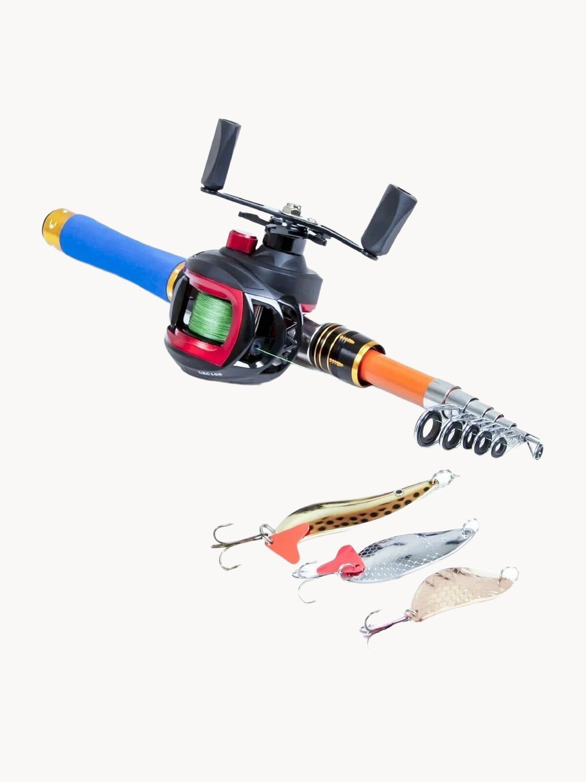 Спиннинг кастинговый телескопический 1,8 м с мультипликаторной катушкой в наборе Multi Power