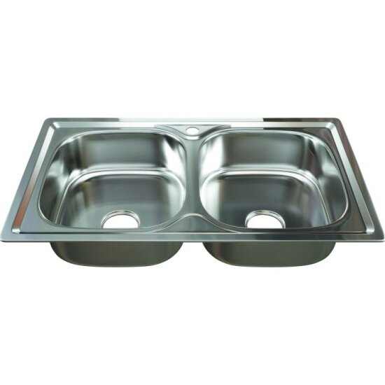 Кухонная мойка Mixline 46х81 (0,8) 2-х чаш вып 3 1/2, 18см с сифоном