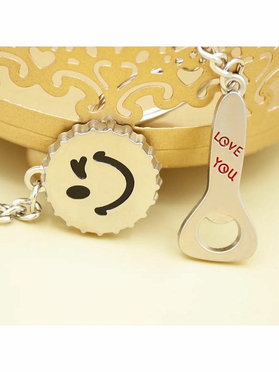 Брелок 4Love4You, 2 шт., серебряный, черный, красный — фото 1