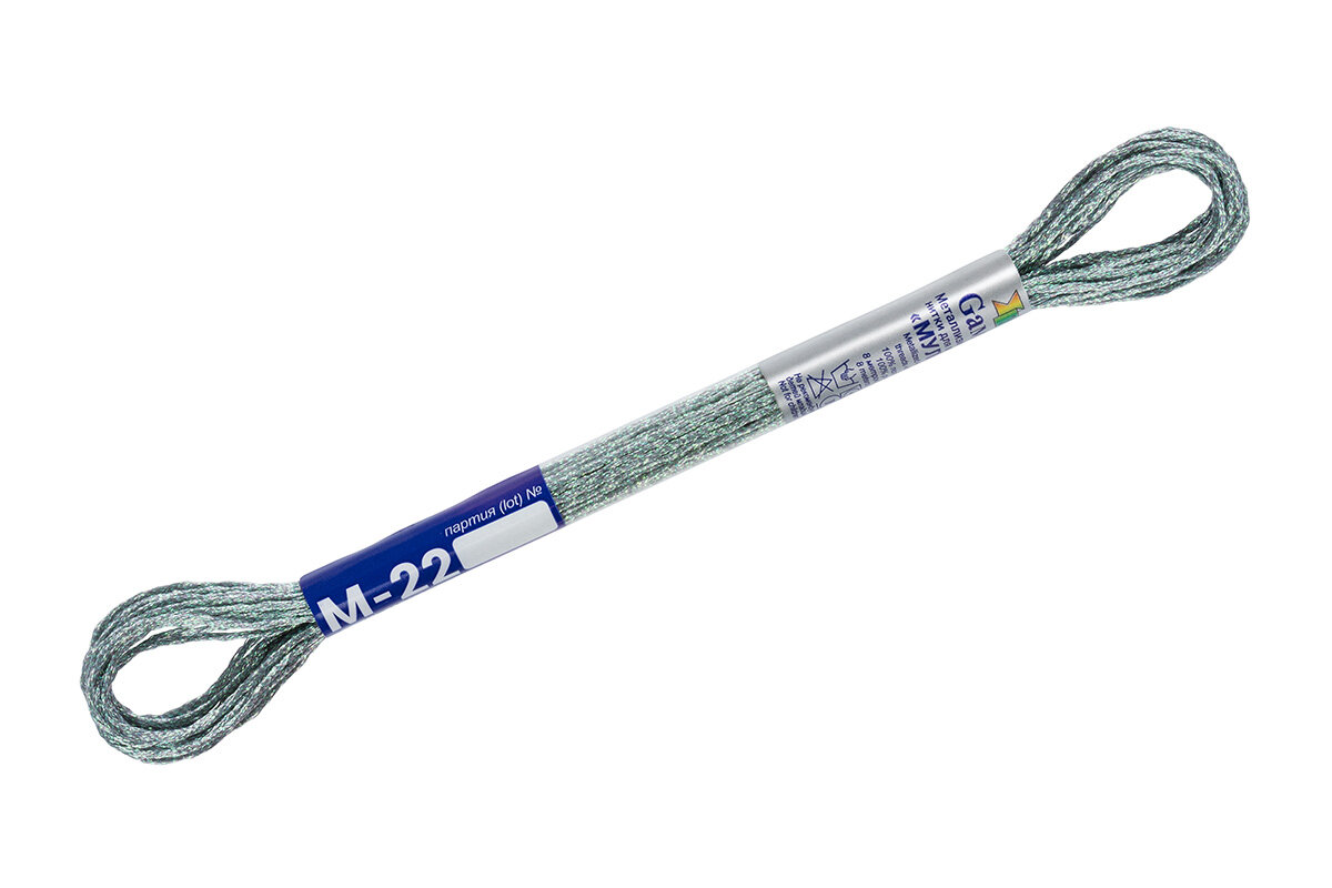 Мулине "Gamma" NM металлик 100% полиэстер 8 м М-22 серебряный