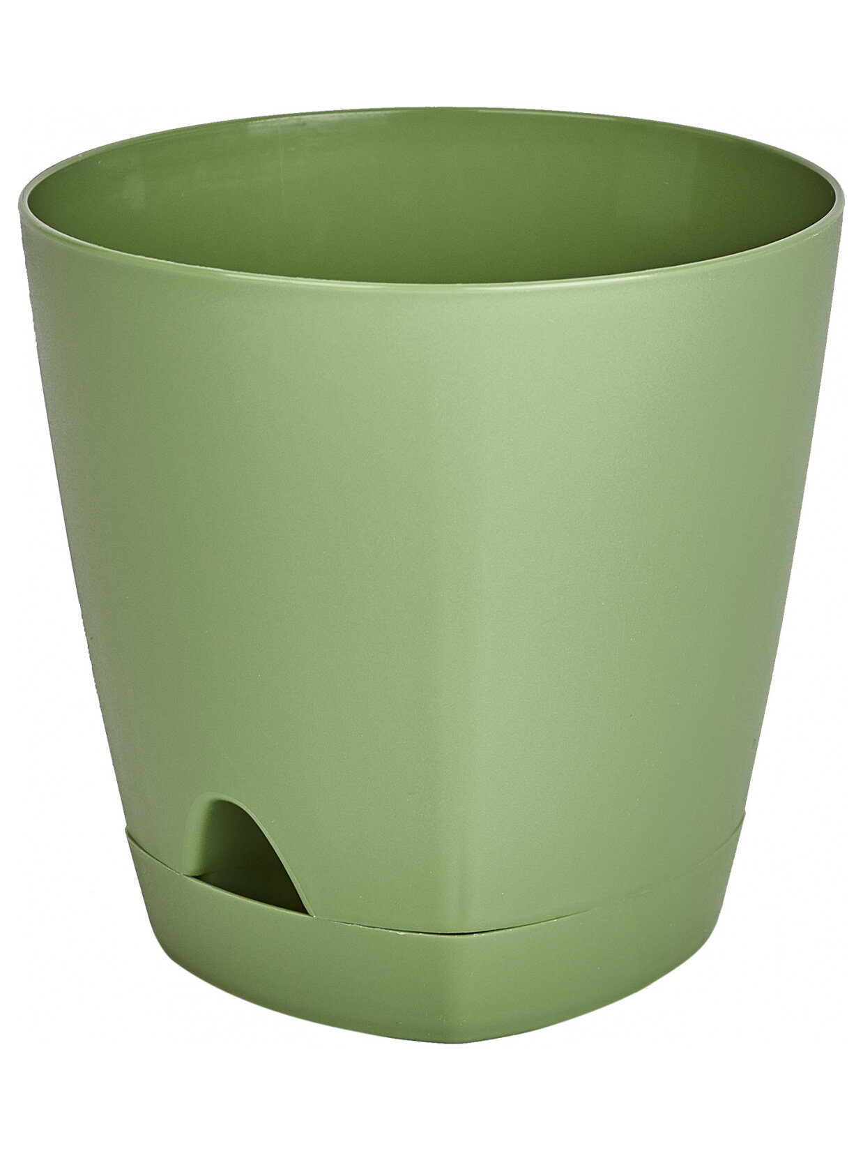 Горшок для цветов с прикорневым поливом InGreen коллекция Amsterdam, пластиковый, 0,65л, 110мм, 110х110х107 (IG6198) Оливковый