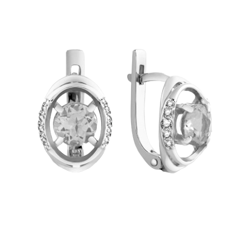 Серьги, серебро, 925 проба, фианит