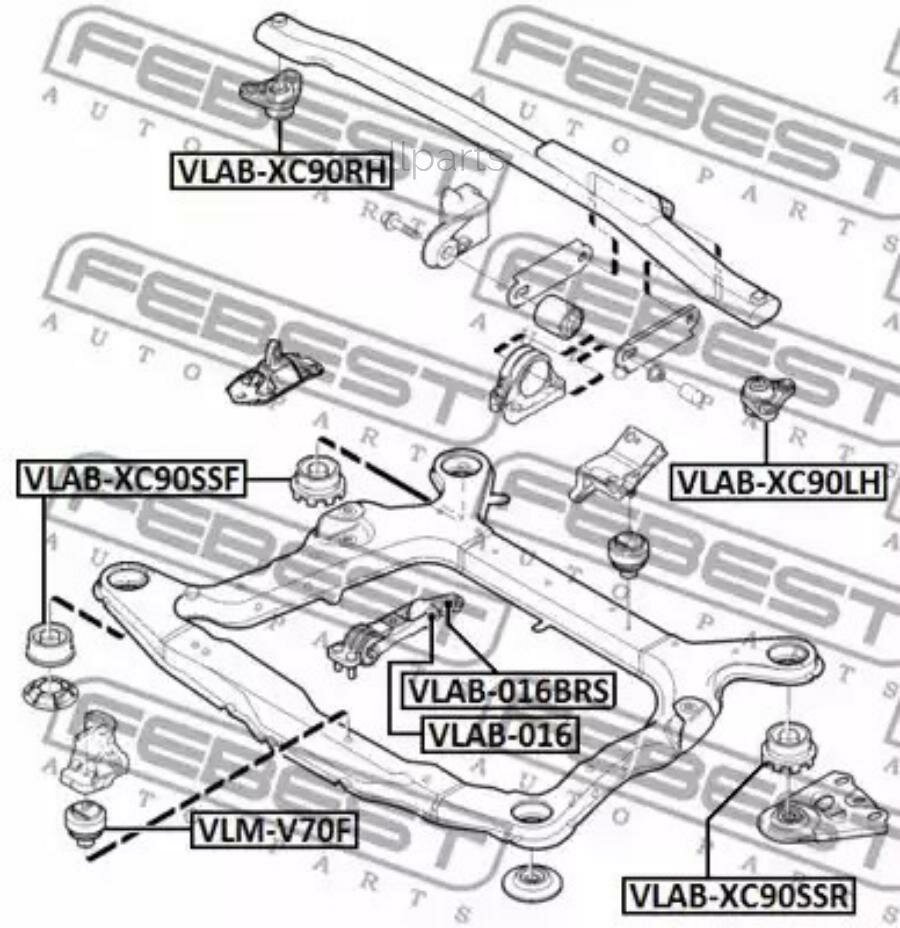 FEBEST VLAB-016 сайлентблок подушки двигателя VOLVO XC90 2003-2014