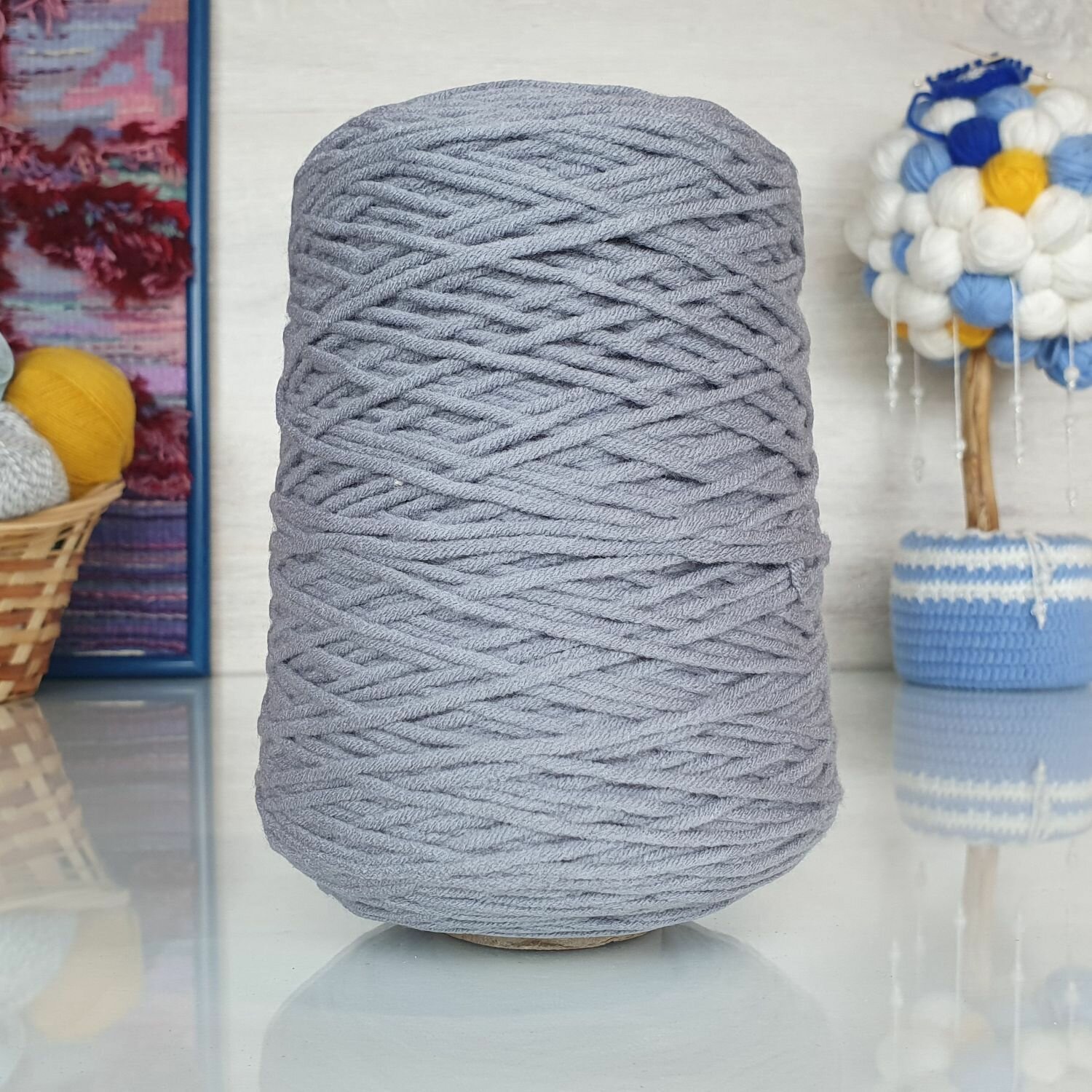 Пряжа MALIK HOBBY Соловей, тафтинг, серый - 18, 100% акрил, 1 бобина, 400 г, 400 м.