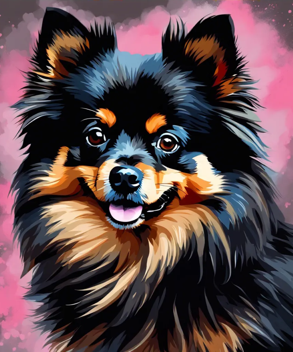 Картина по номерам "Чёрный шпиц" 40х50 см, хлопковый холст на подрамнике, акрил, Hobby Home