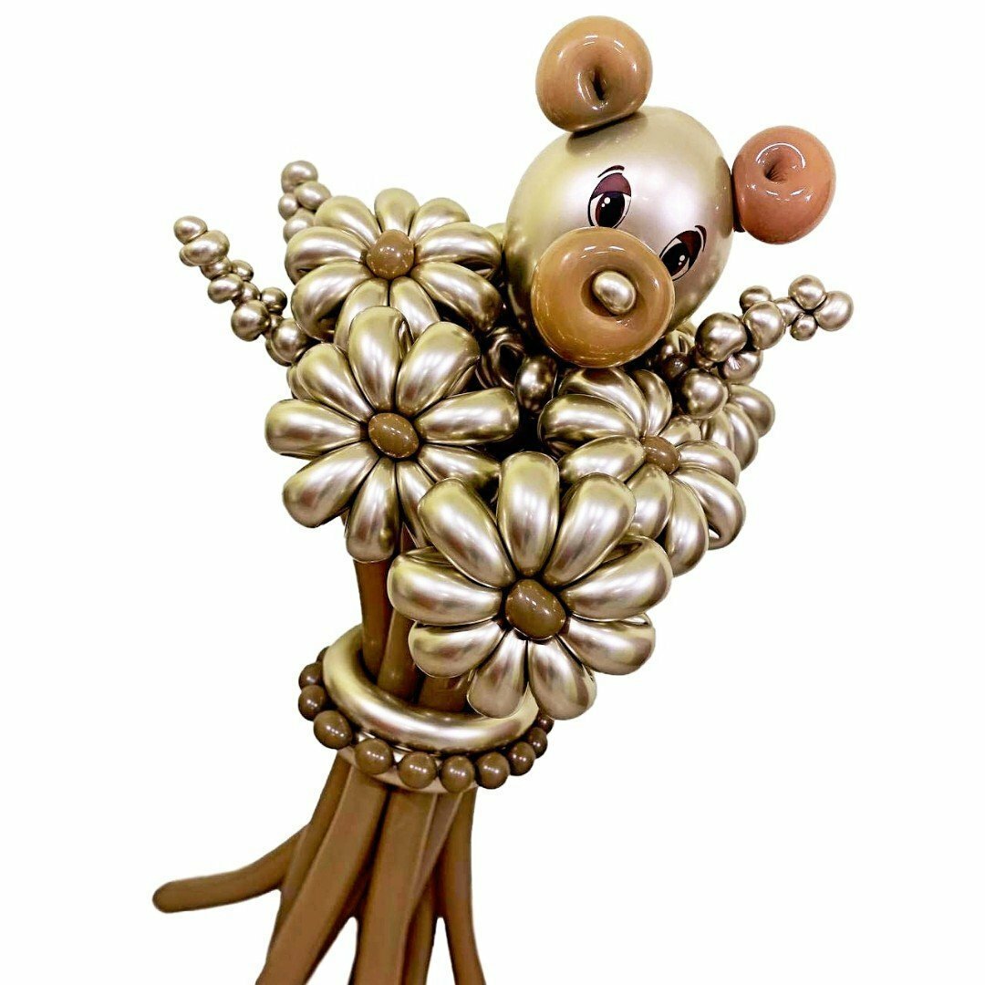 Букет из воздушных шаров "Ромашки и мышонок"