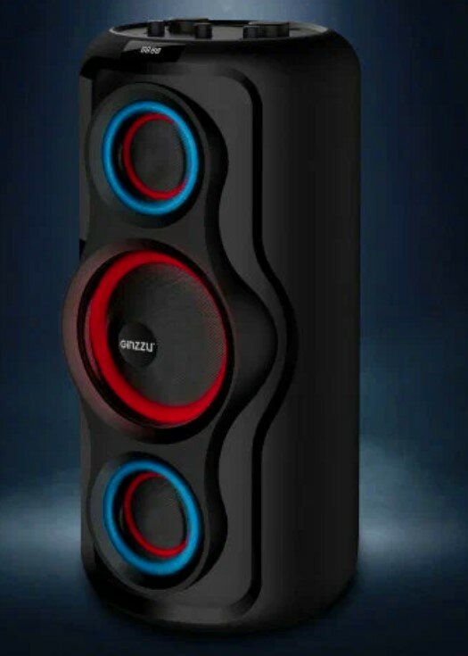 Колонка Ginzzu GM-233, Акустическая система Midi, BT/USB/TF/FM/ДУ+микрофон