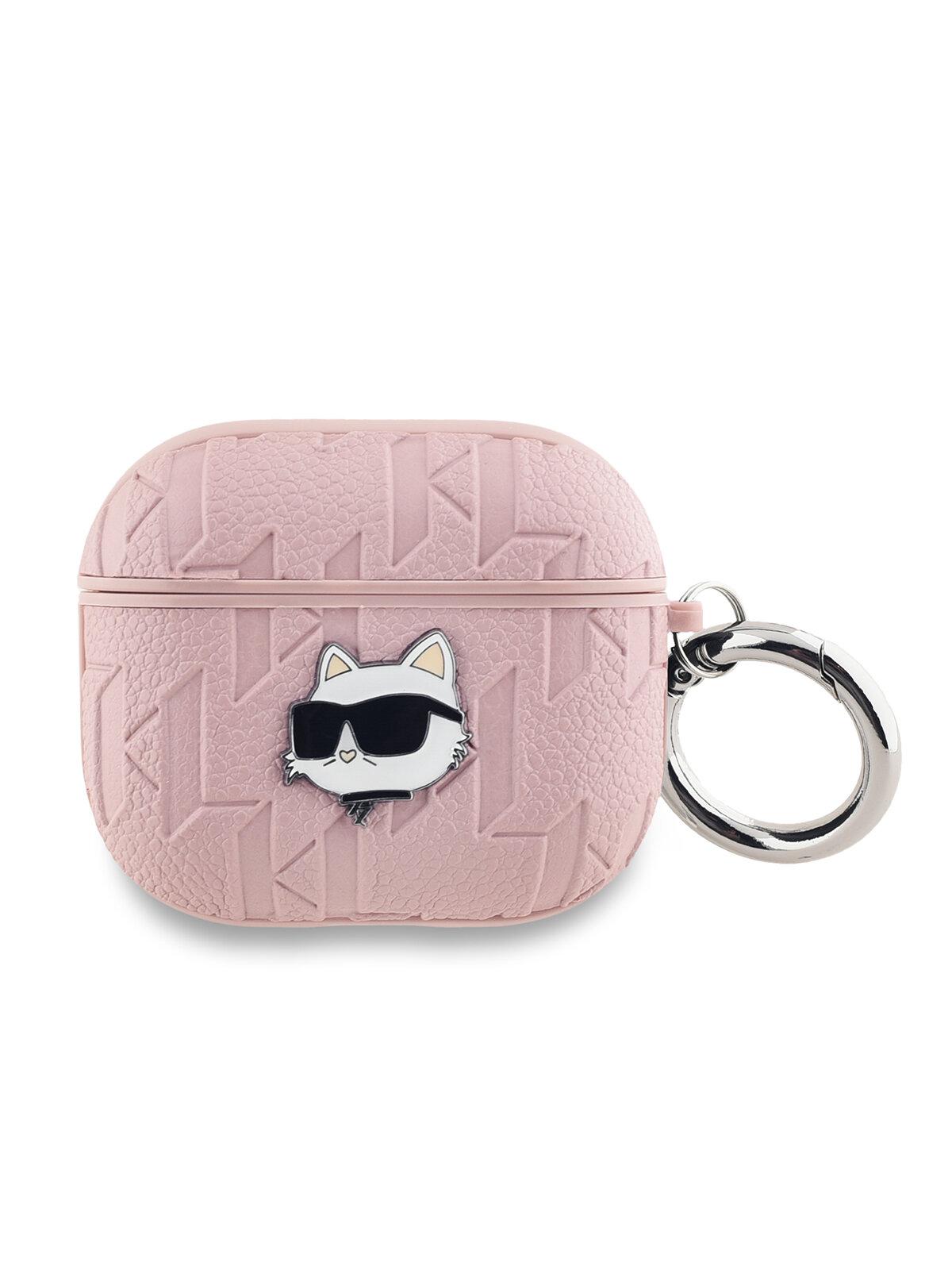 Lagerfeld для Airpods 3 чехол PU Saffiano Monogram with ring NFT Metal Head Choupette Pink