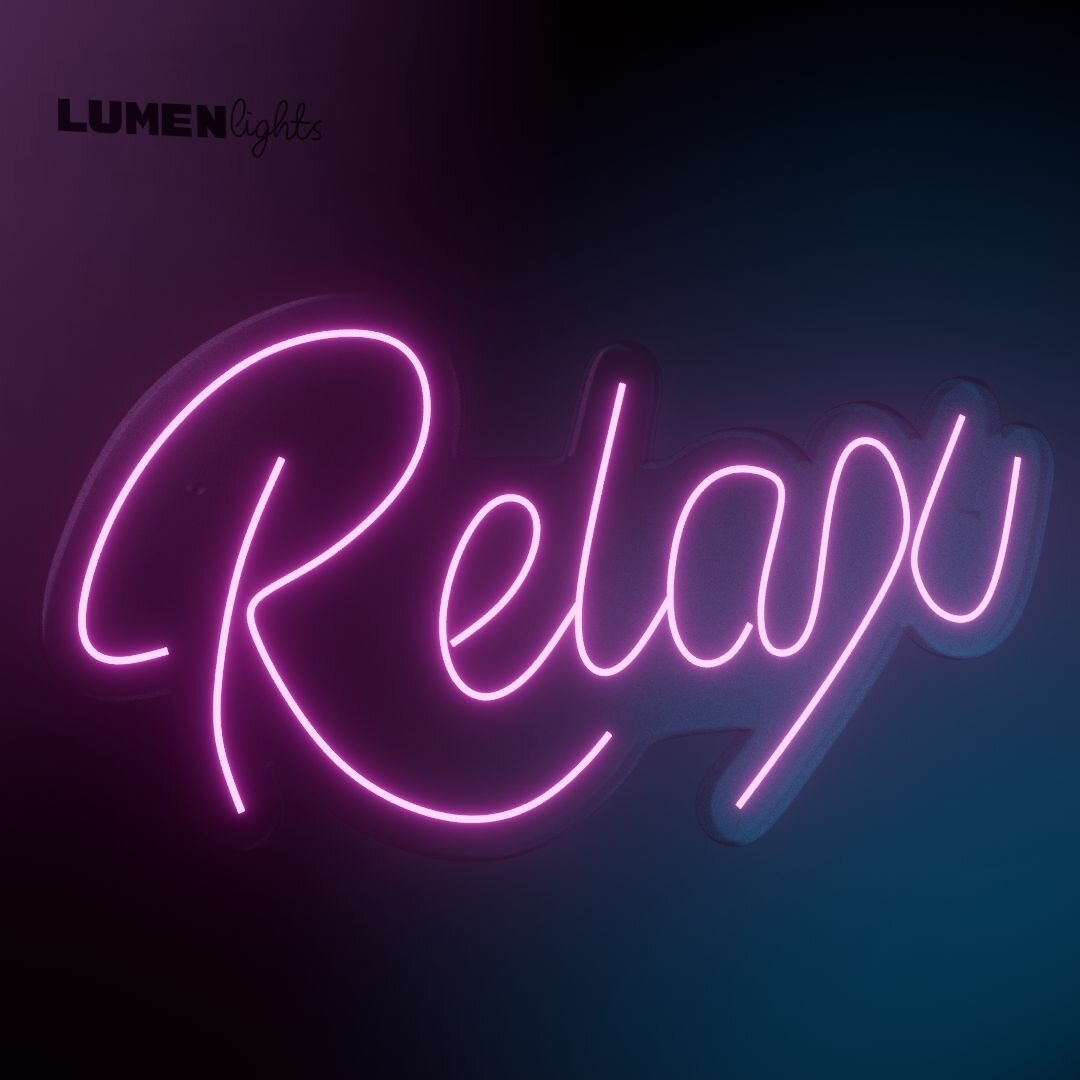 Неоновая вывеска, светильник декоративный Relax, 380х180 мм.