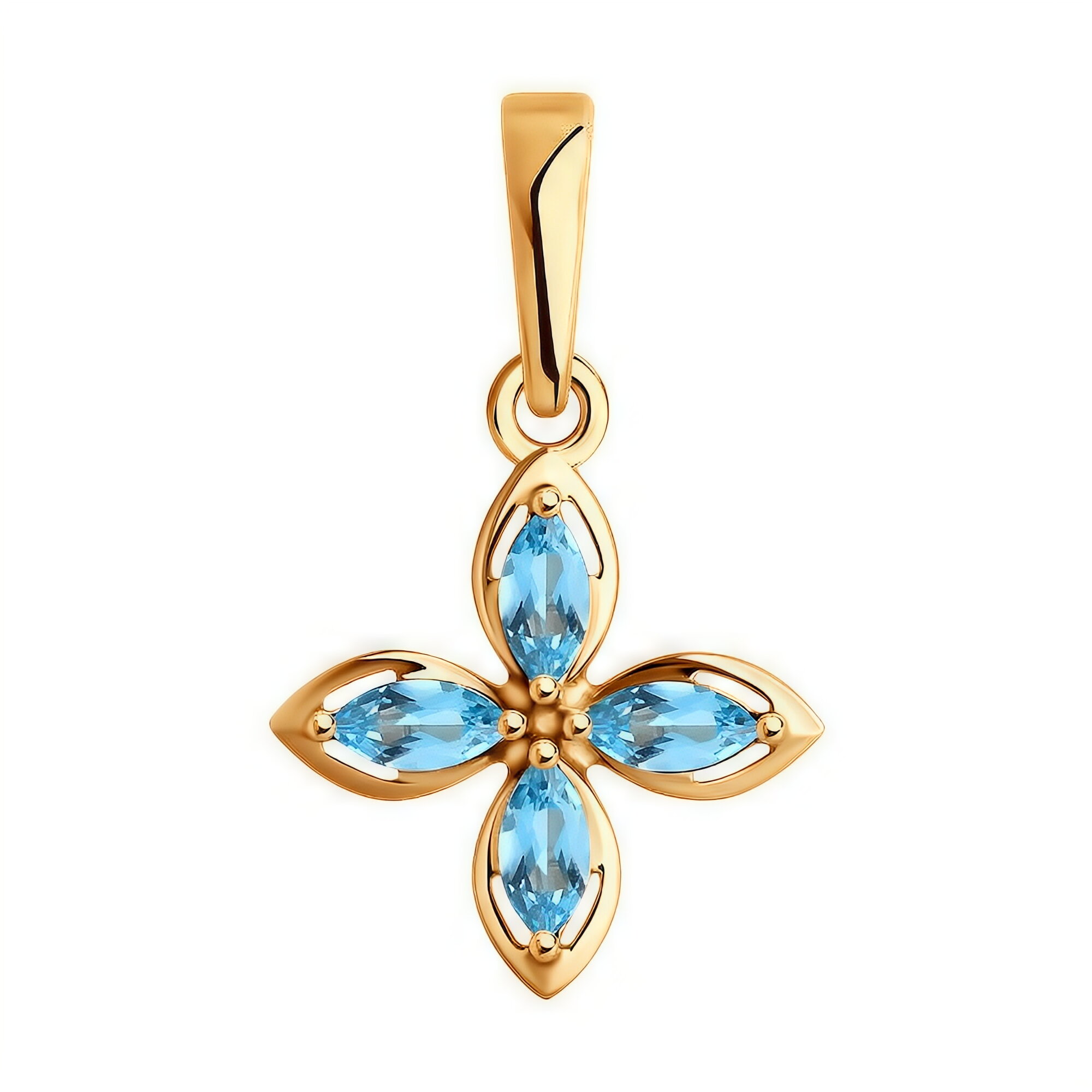 Подвеска, красное золото, 585 проба, топаз