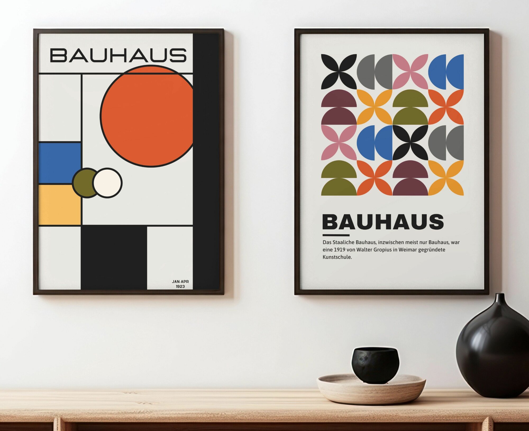 Набор интерьерных постеров на стену A3 "Bauhaus: base" Баухаус 2 шт