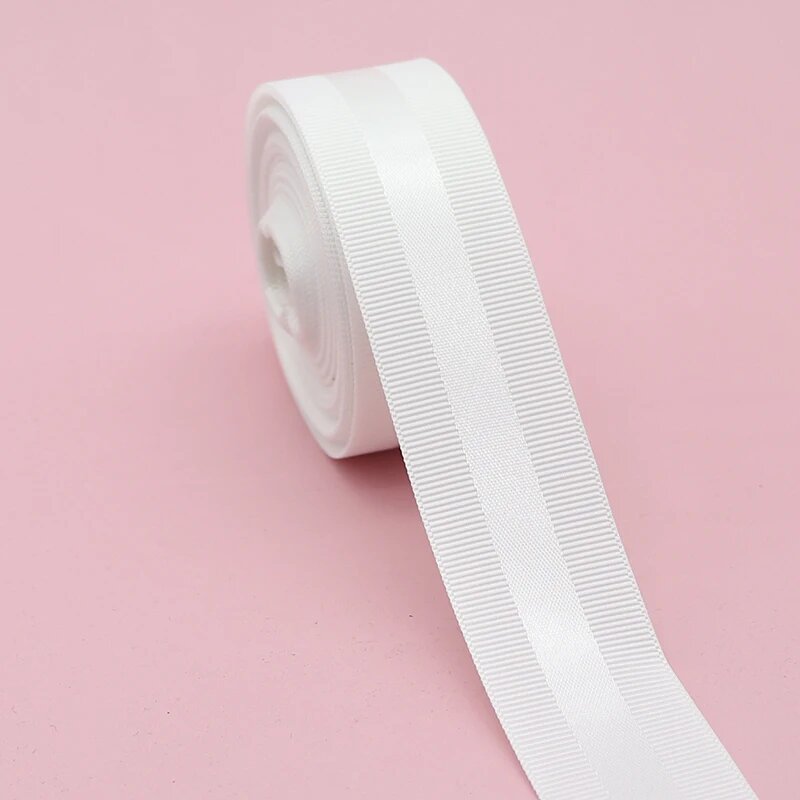 Репсовые атласные ленты edoyoyo 25 мм/38 мм полушелковые 5 ярдов Белый, 029 white, 25mm