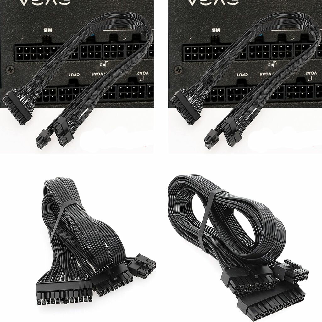 Модульный кабель питания, 10-контактный + 18-контактный, 24-контактный, 18AWG, черный, плоский, для питания EVGA G+ G2 G3 P2 T2 серии GS