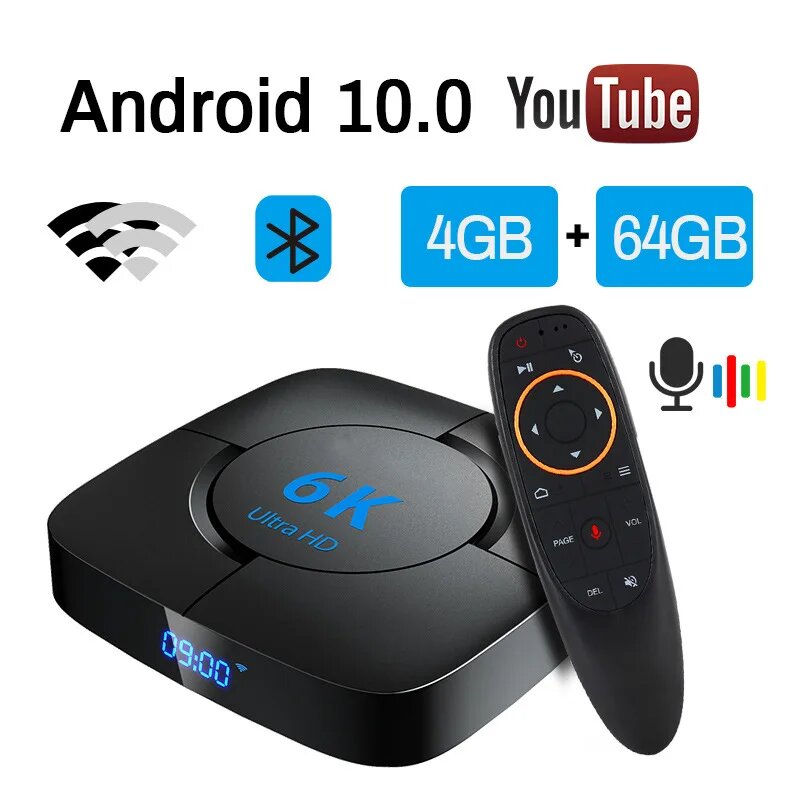 H616 Transpeed Android 10.0 TV Box Голосовой помощник 6K 3D Wi-Fi 2,4G и 5,8G 4 ГБ ОЗУ 32G 64G медиаплеер