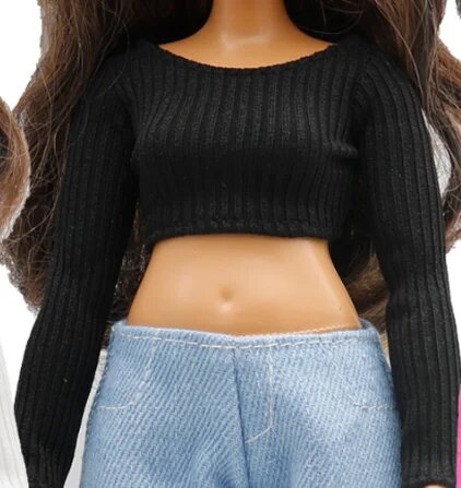 Новый комплект одежды для куклы 30 см 1/6: джинсы и полосатая футболка, повседневная одежда black