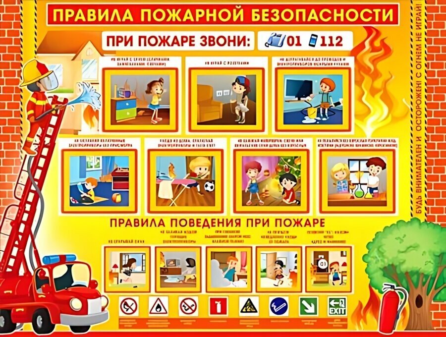 Демонстрационный плакат ФДА. card "Правила пожарной безопасности", 59,5х45 см, текст