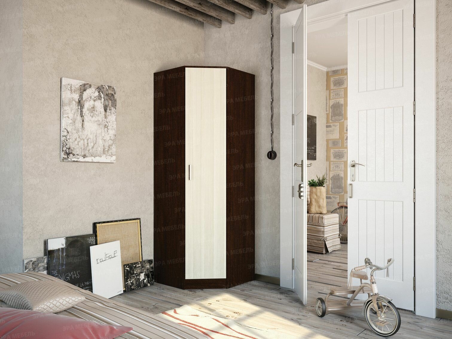 Шкаф угловой распашной Венге-Лоредо