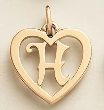 Кулон сердце с буквой H, серебряного цвета, YP33036