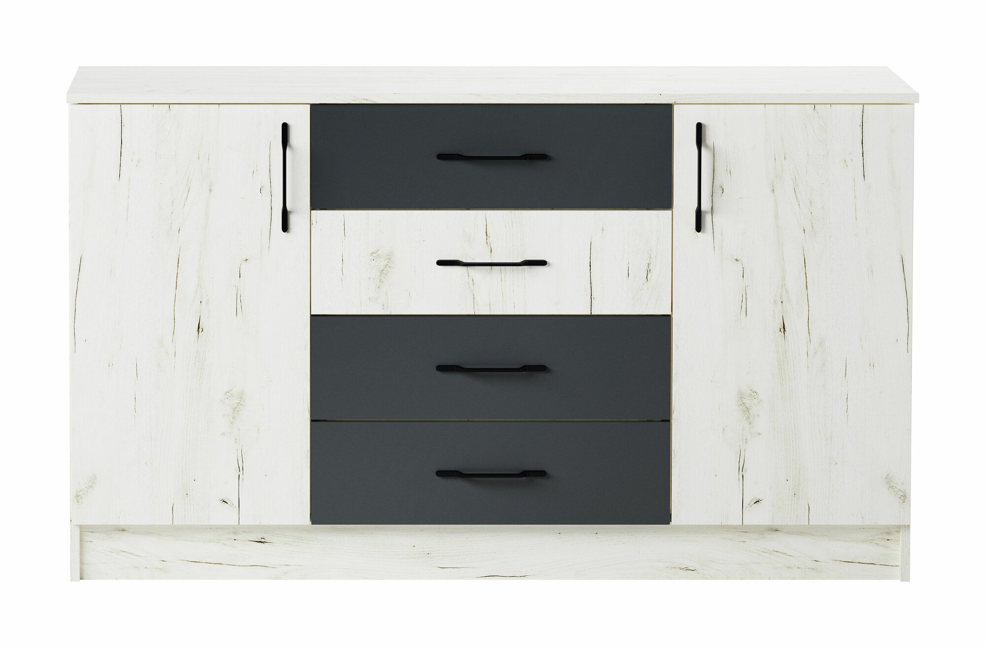 Беатрис Комод К1400 Крафт белый-Антрацит (памир)