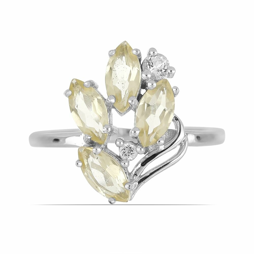 Кольцо, серебро, 925 проба, родирование, кварц, топаз