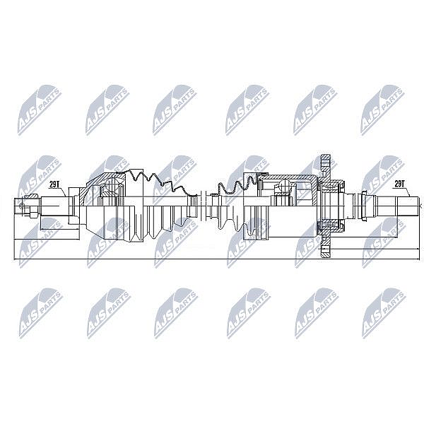 NTY NPW-NS-043 полуось Nissan (Ниссан) qashqai 4wd 1.6dci 11-, 2.0dci 07- , Renault (Рено) koleos 2.0dci 4wd 08- / прав /