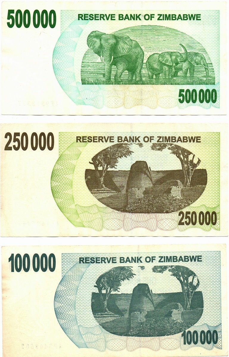 Доллары 500000 Зимбабве 2007 год набор