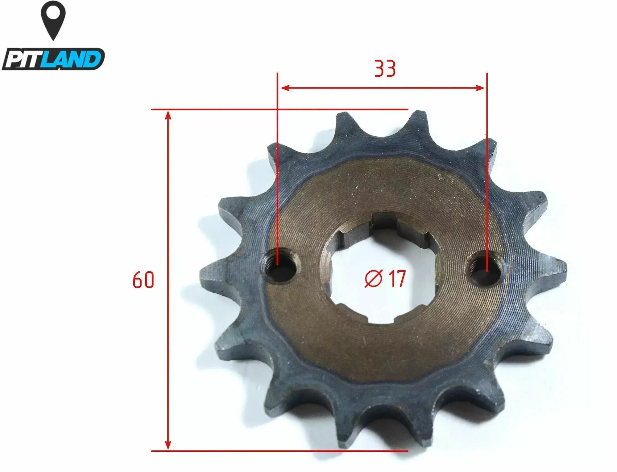 Звезда ведущая 428-14T d-20 сталь, закаленные зубья на мотоцикл, питбайк, эндуро.
