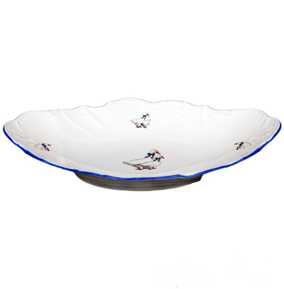 Блюдо овальное глубокое для хлеба 33,5 см, 1 шт. "Bernadotte" Гуси Чехия