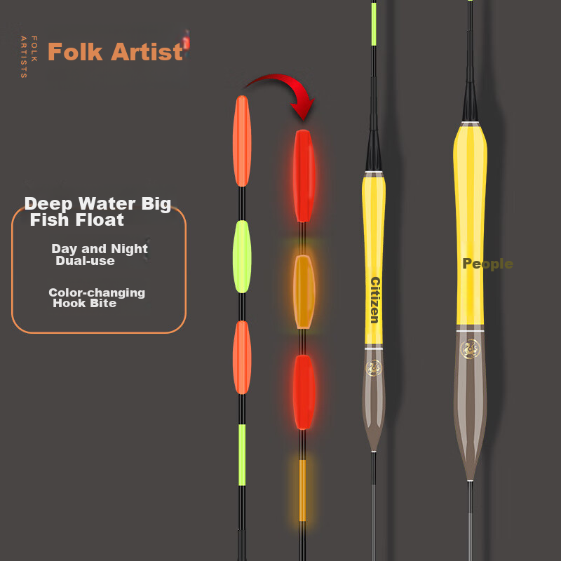 Folk artist Dachu Night-Glow Float for Rock Fishing, Long-Distance Casting, Day And Night Use, Bite-Sensitive, Color-Changing, Thickened, Eye-Catching, Slippery Giant Fish Float
